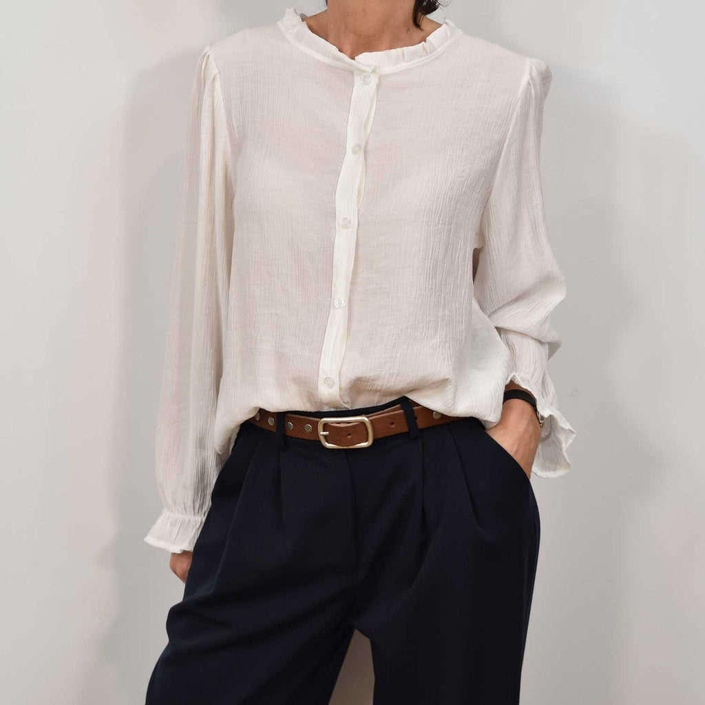 White ruffle texture shirtShirt – The Amisy Company