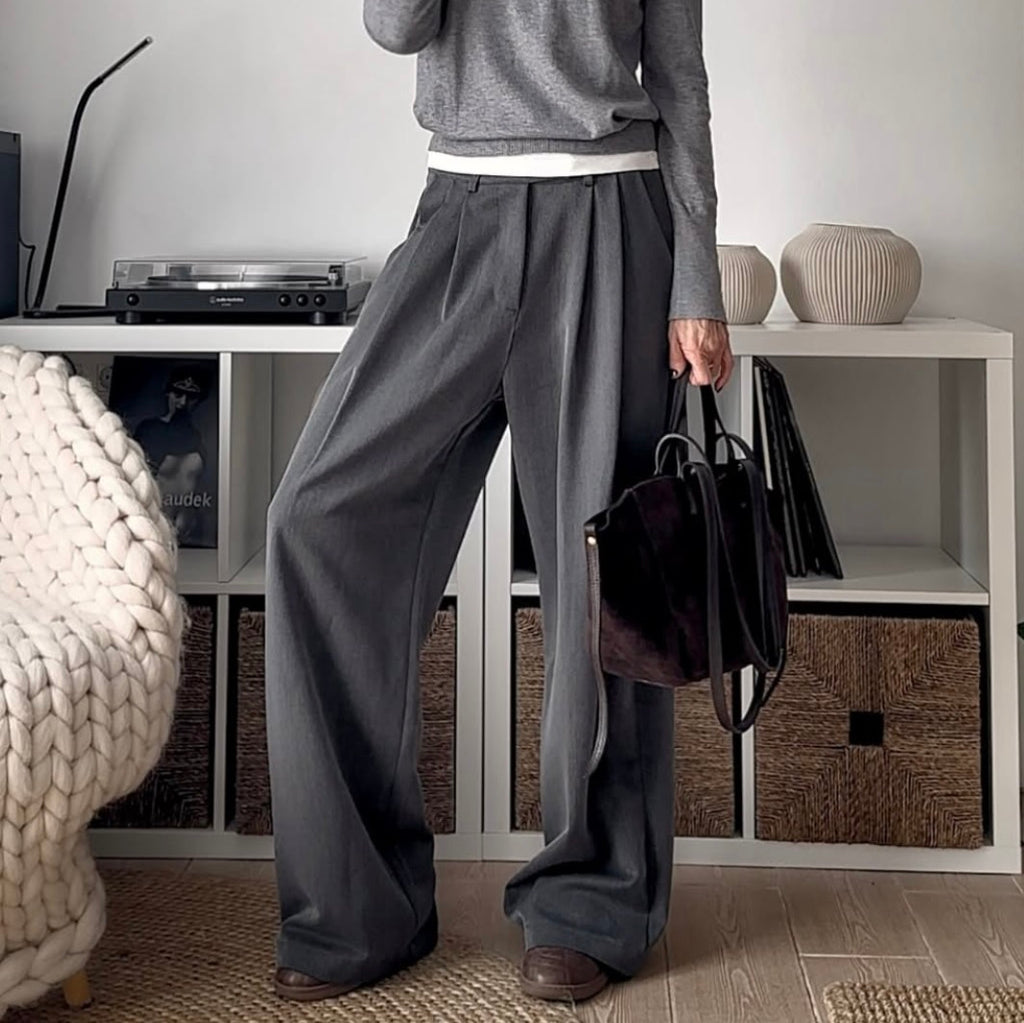 Wide leg grey pants – The Amisy Company